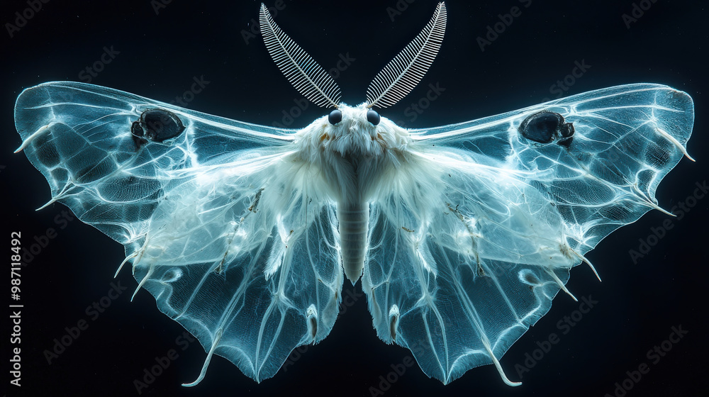 stunning close up x ray image of Actias luna moth, showcasing its ...
