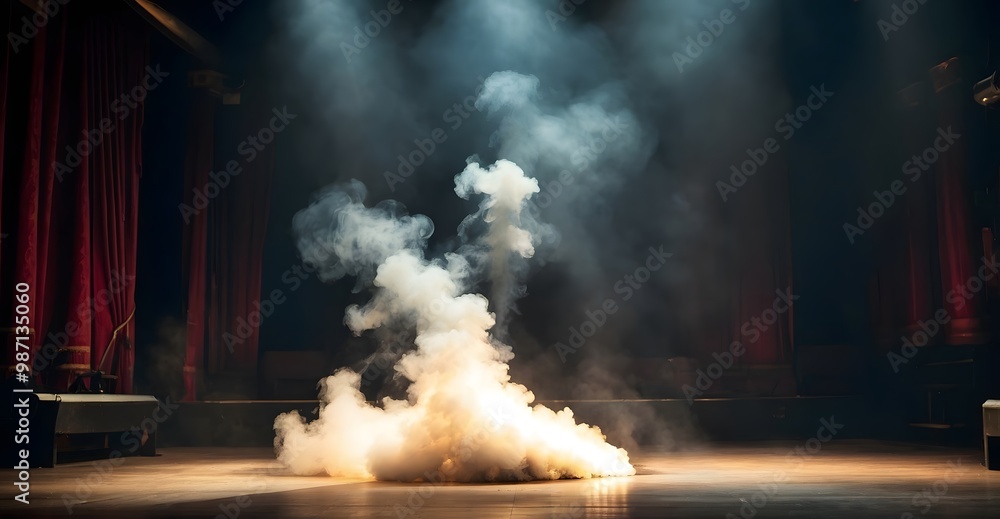 Mysterious Fog Envelops a Dimly Lit Stage During a Theatrical ...