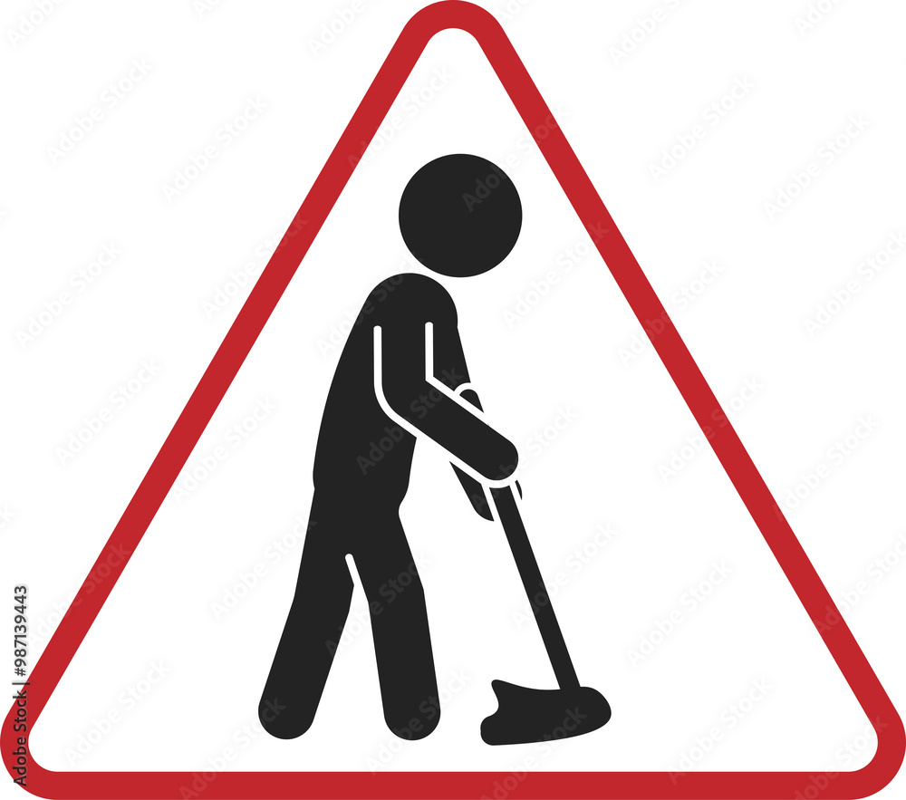 Isolated pictogram of stickman moping floor and man falling, template ...