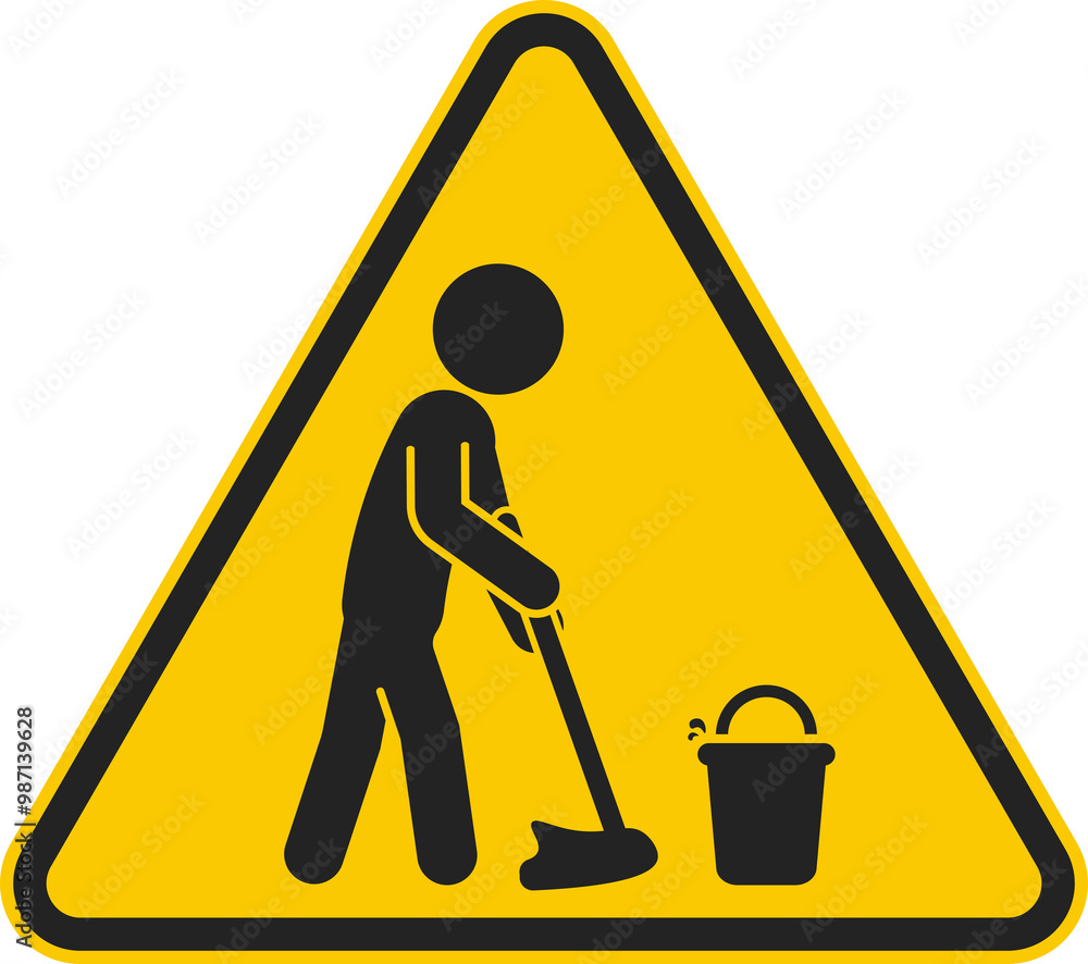Isolated pictogram of stickman moping floor and man falling, template ...