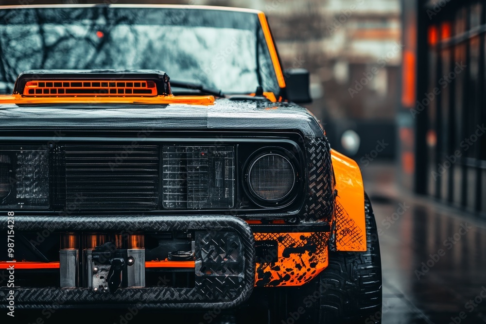 Modified car with aggressive body kit and intercooler peeking through ...