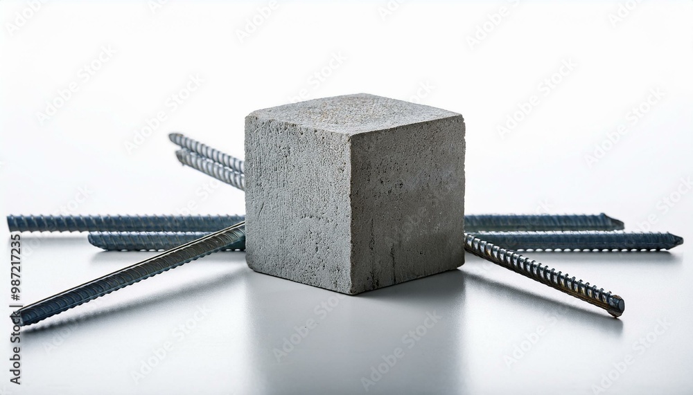 concrete cube and rebar for compressive and tensile test, AI gen Stock ...