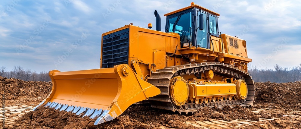 Heavy-duty bulldozer on construction site, showcasing robust design and ...