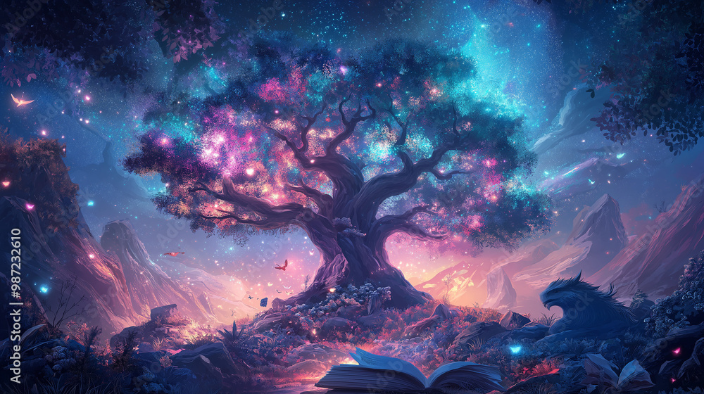 An enchanted tree symbolizing knowledge and creativity. The branches of ...