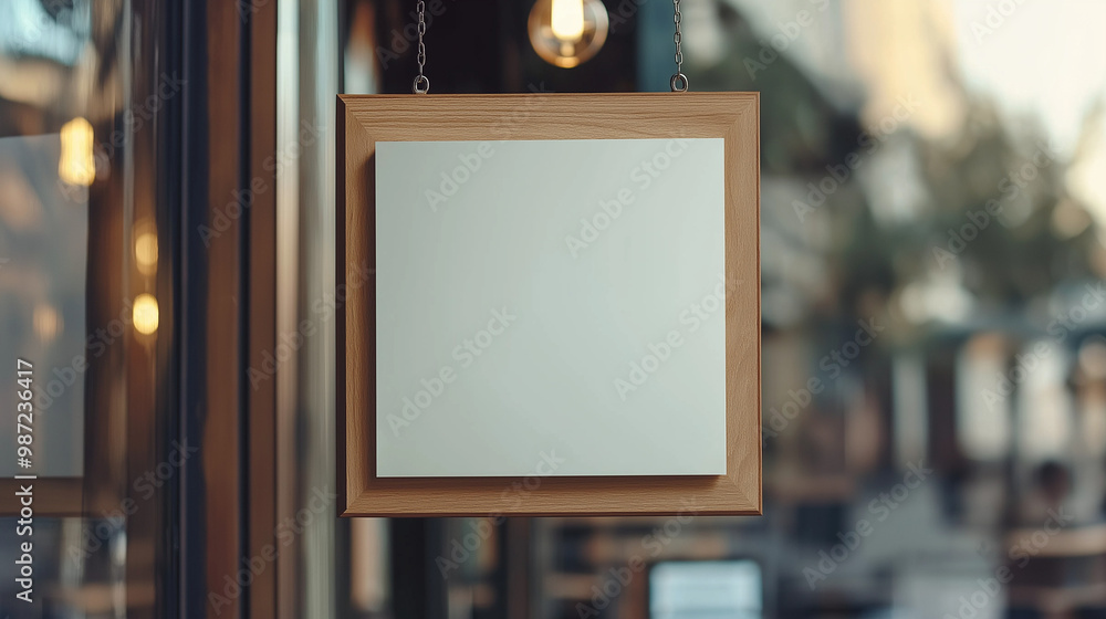 hexagon store signage design mockup isolated, wood badge template ...
