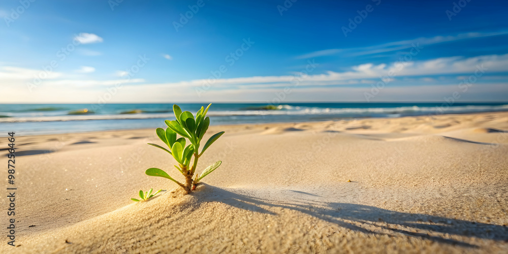 D?nenstrauch plant on sandy beach, Dunes, shrub, coastal, seaside ...