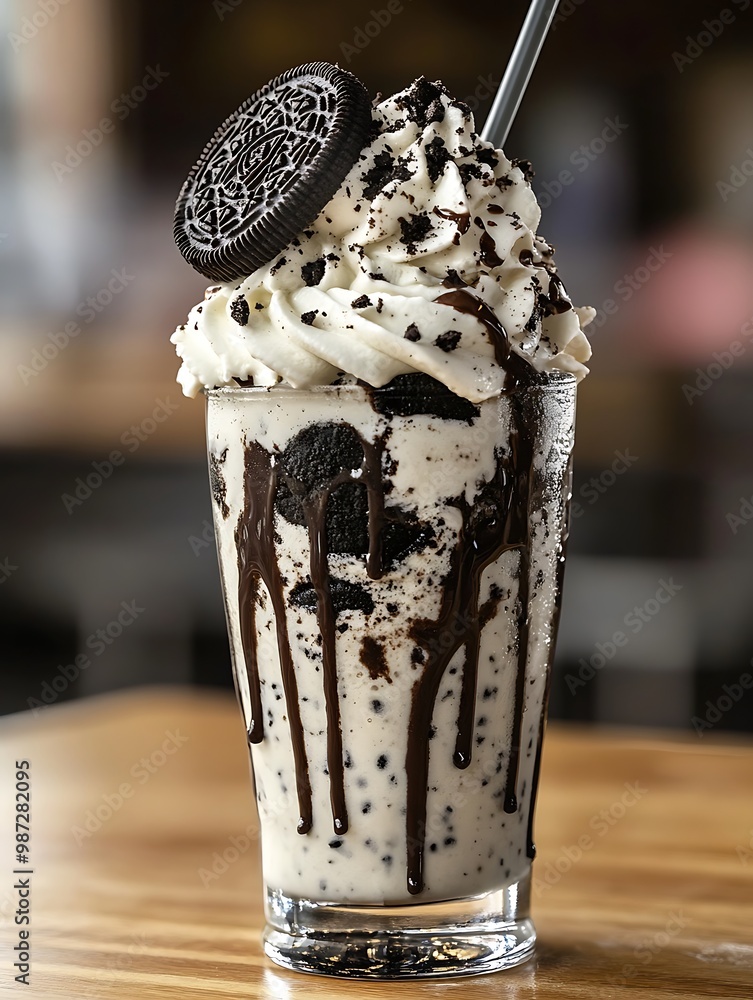 Oreo Overload: A milkshake filled with crumbled Oreo cookies, topped ...