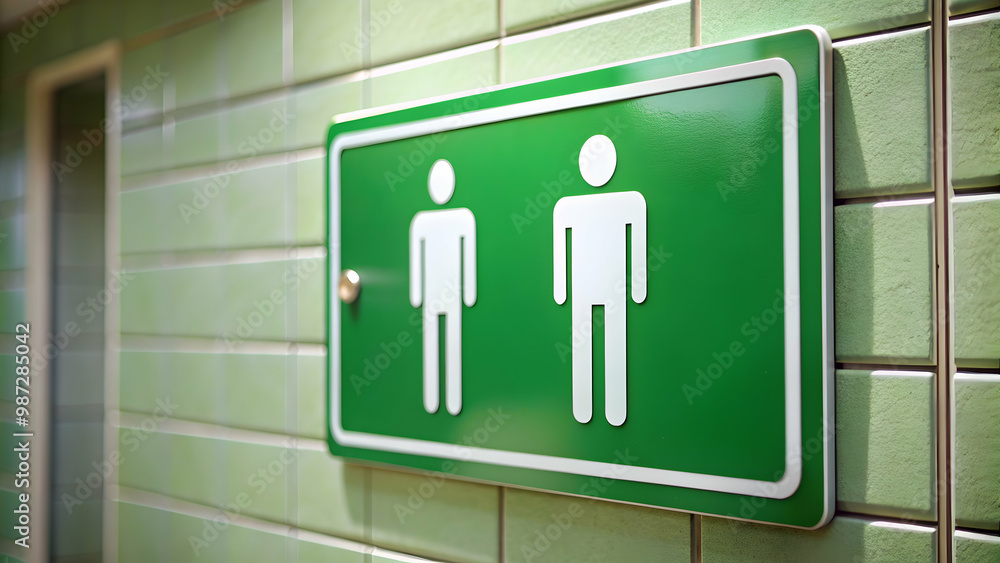 Green lighted lavatory sign indicating it is available for use ...