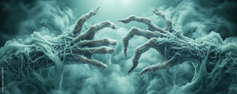 Haunting Horror Image of Twisted Hands Reaching from the Shadows ...