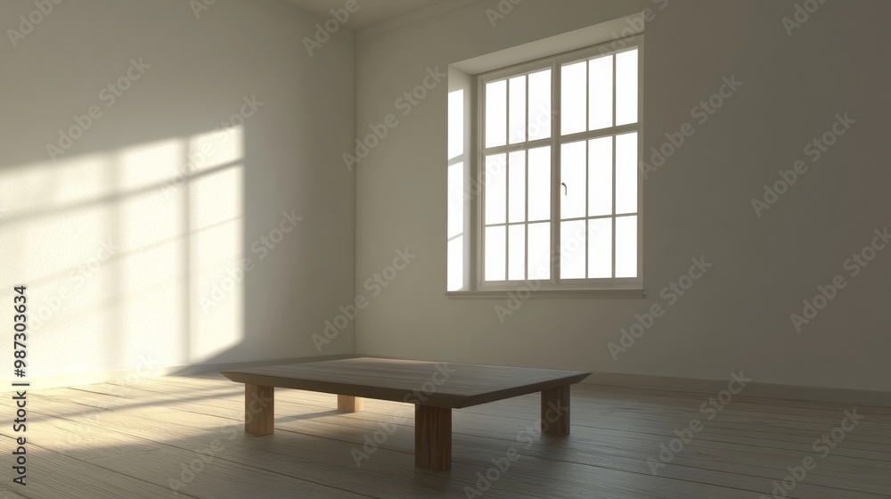 A simple, 3D image of a room. It shows a white wall, ceiling, and ...