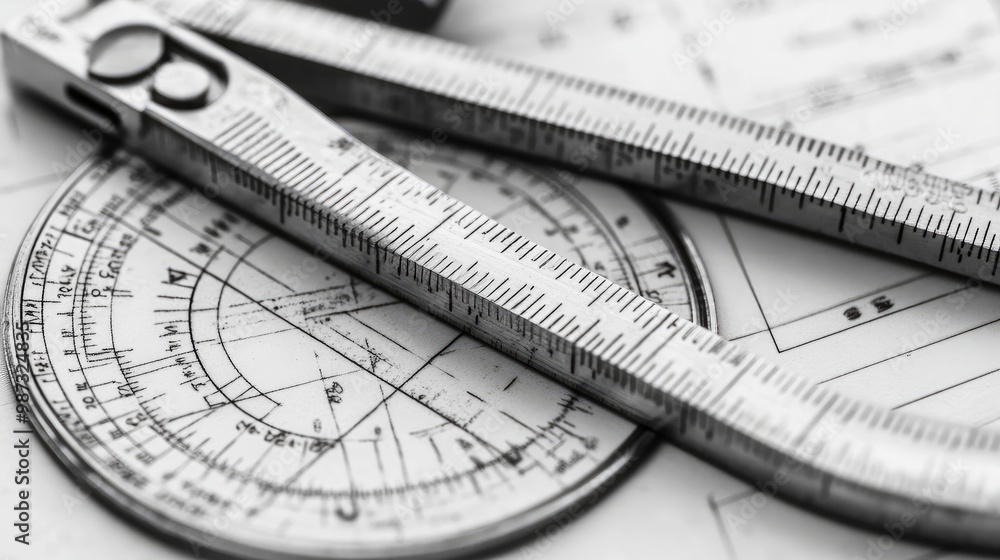 An Angle Measuring Tool Set 180 Degree Measure And Round 360 Protractors Scale Are Included In