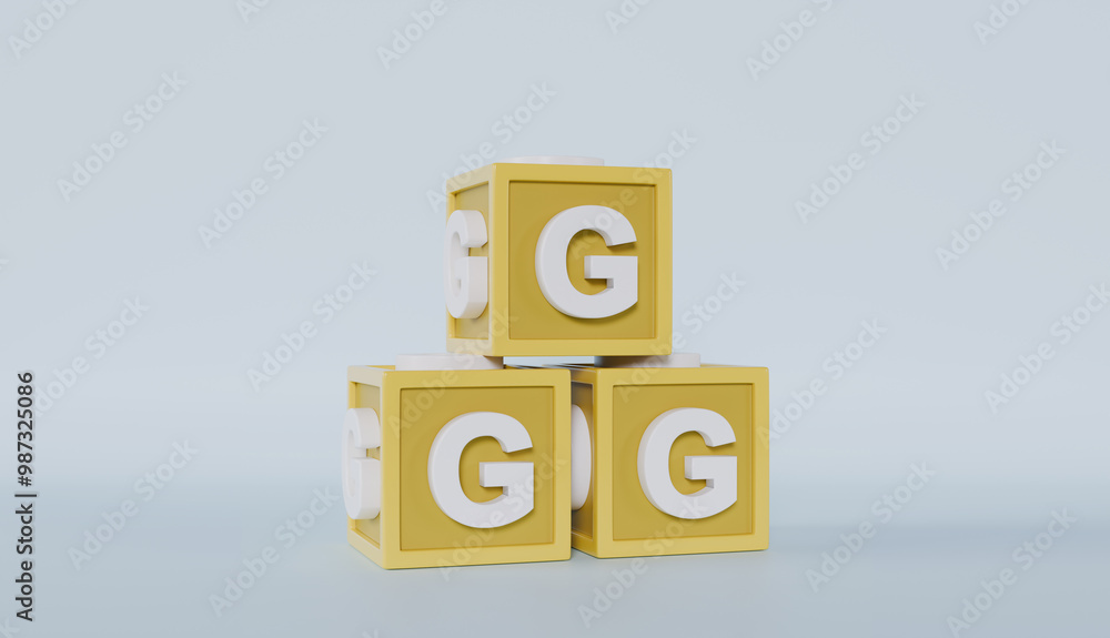 Letter G blocks font, 3d children toys english alphabet Stock ...