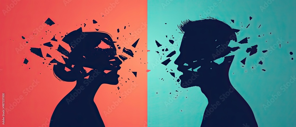 Visual metaphor for verbal abuse, depicting a conversation with jagged ...