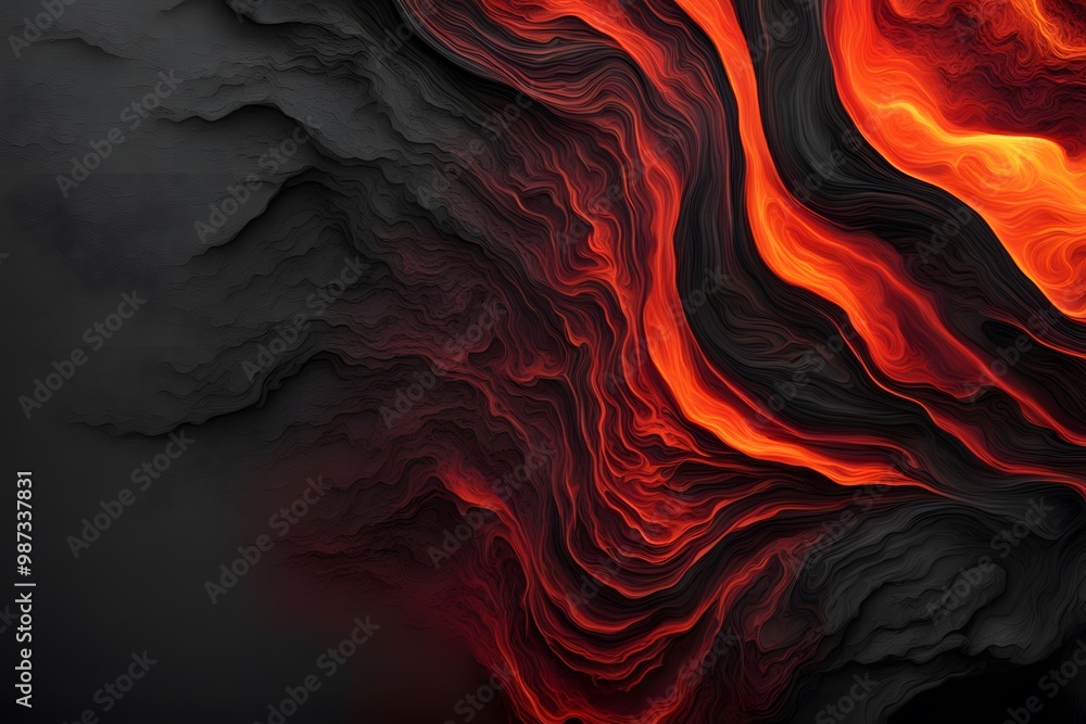 Gradient resembling a lava flow with fiery red orange and dark black ...