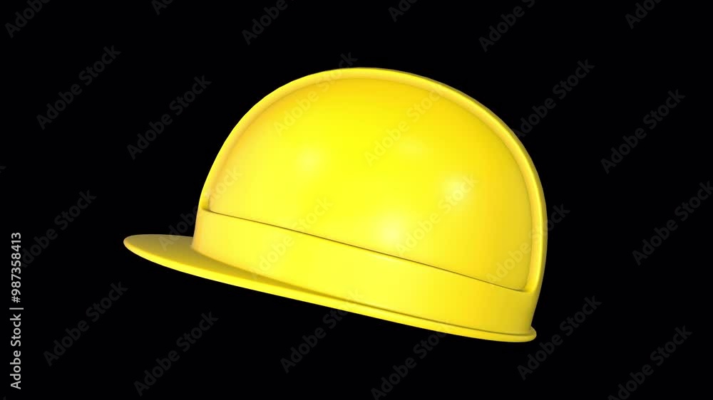 Hard Hat Rotating on a Transparent Background. Seamless Loop. Safety ...