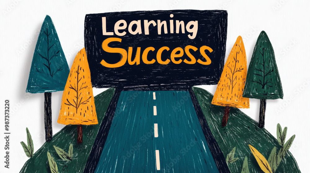 A hand-drawn road map with pit stops for "Learning" and "Failure" but ...