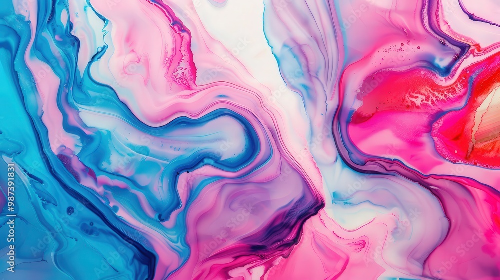 Vibrant Abstract Marble Ink Design, a striking blend of bold primary ...