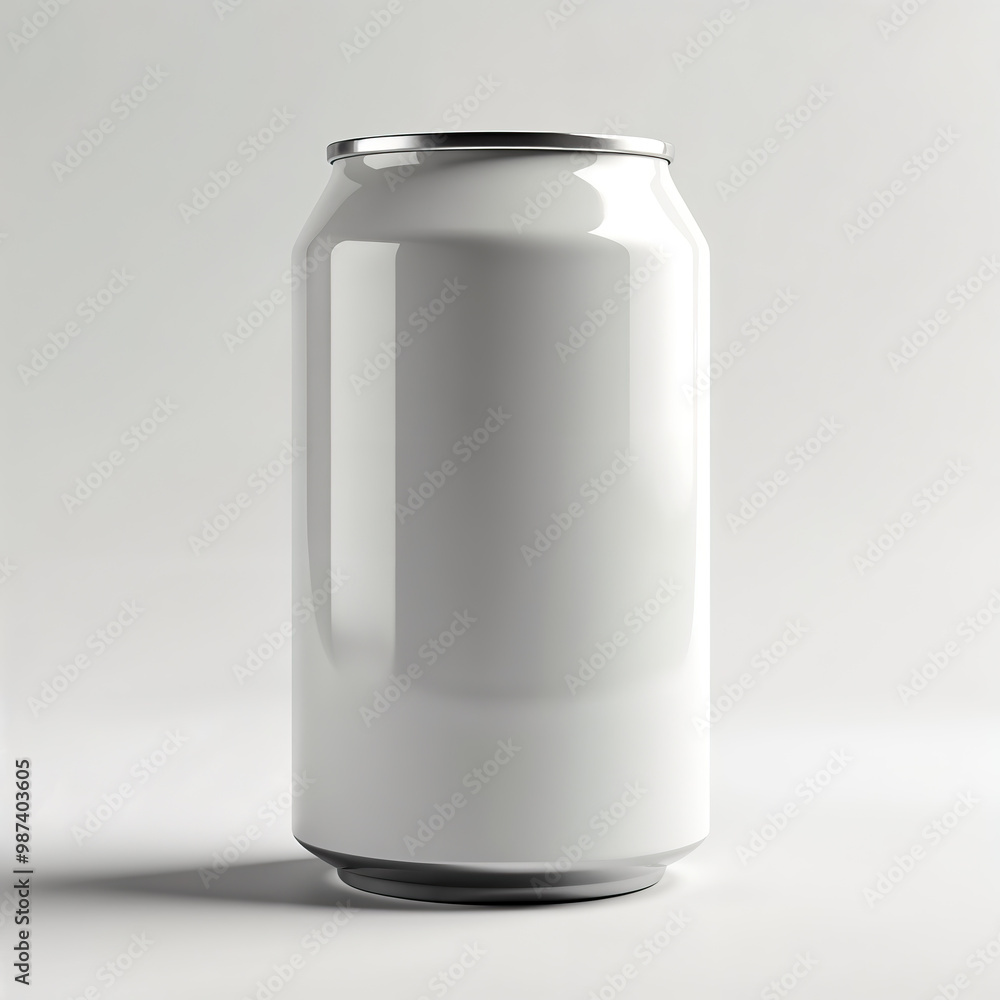 white blank aluminum soda can on plain background for branding labeling ...