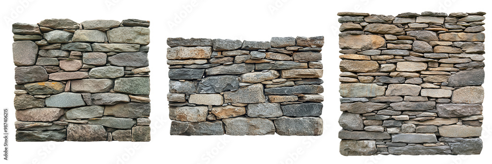 Unique stone wall textures featuring various sizes and shapes of stones ...