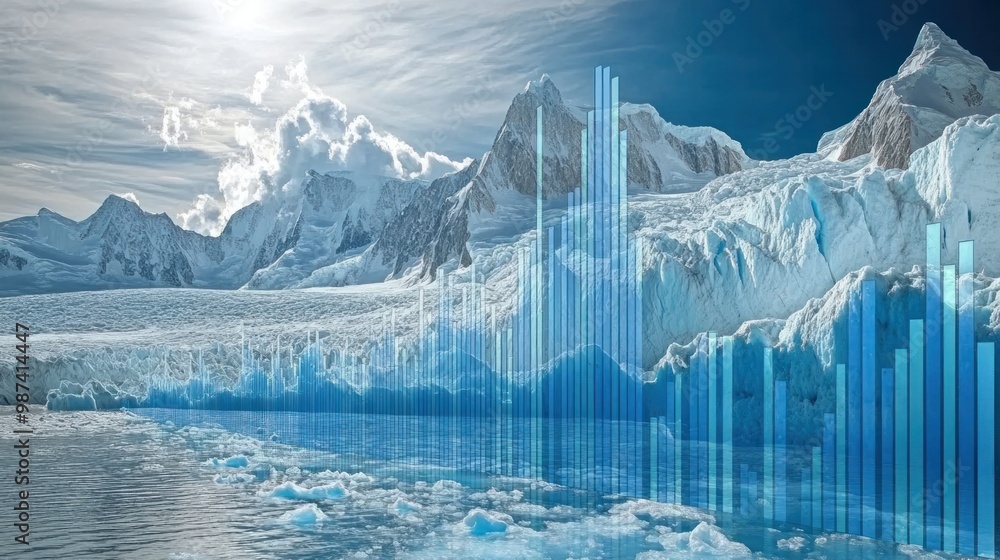 A graph showing the rise of greenhouse gases over time, set against a ...