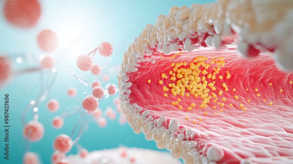 A cross section of an organ with visible inflammation, representing the ...