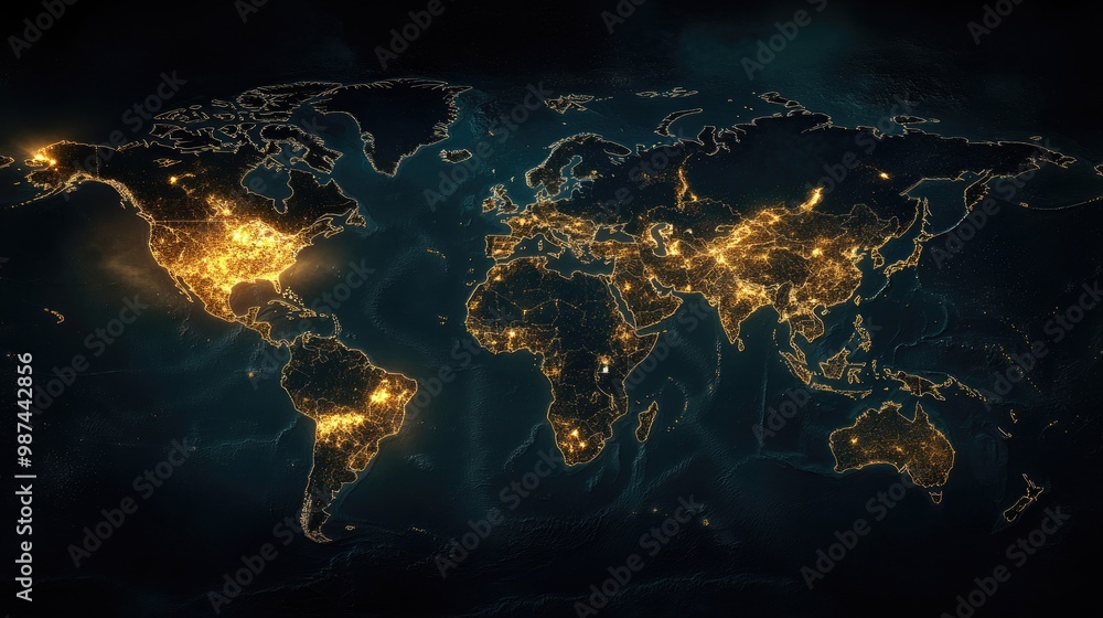 Map of the world with numerous crisis points lit up, illustrating the ...