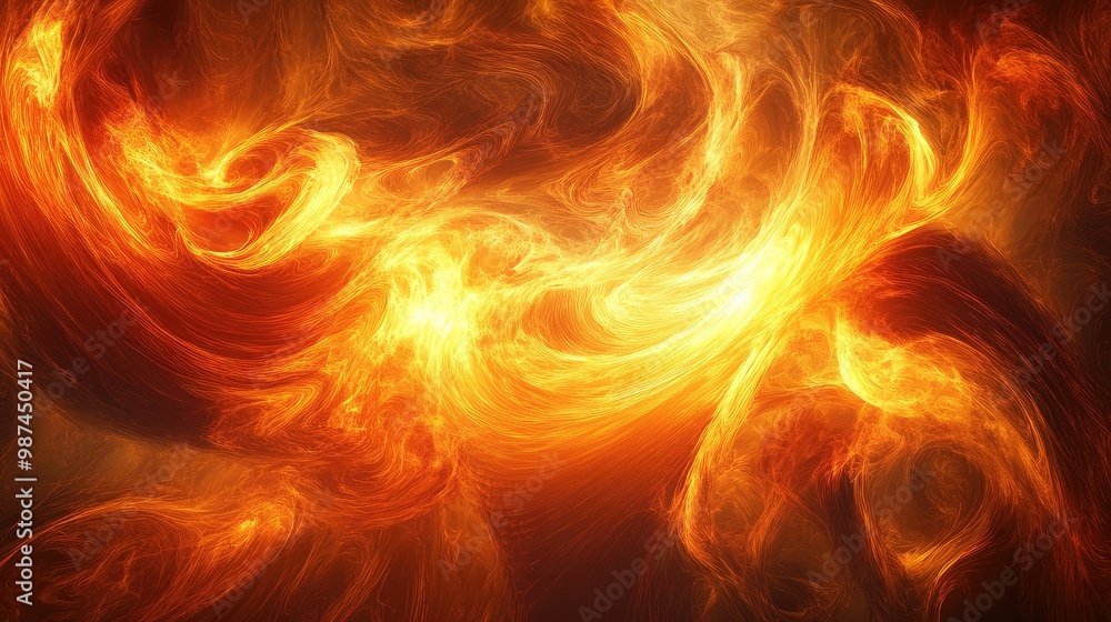 A 3D abstract firestorm, with flames swirling in chaotic patterns ...