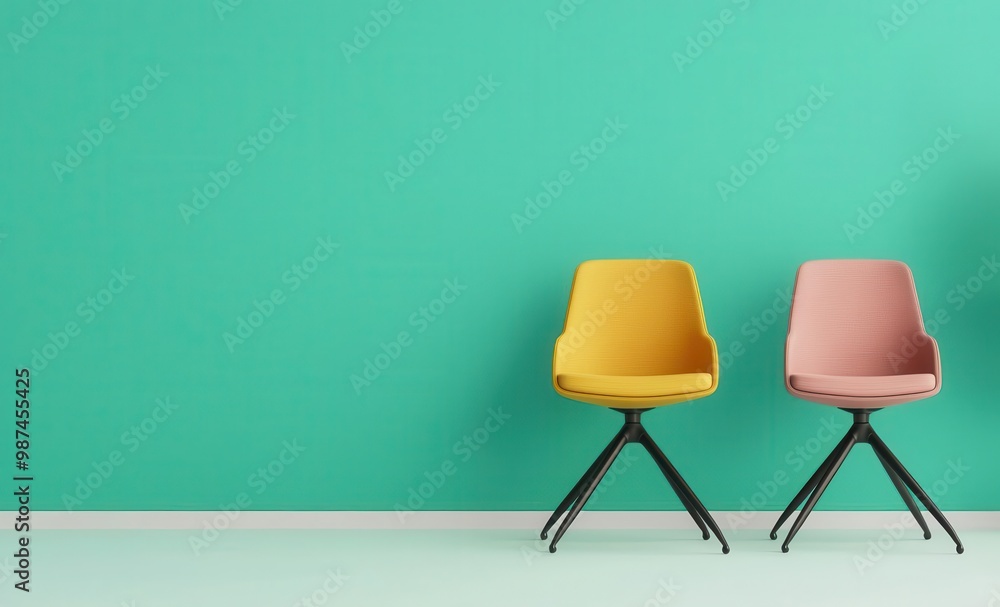 Design a modern office chair in a rear view perspective, displaying ...