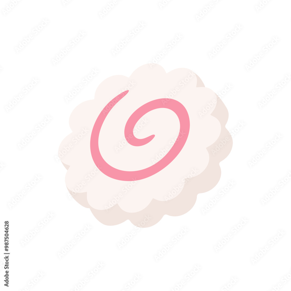 Cartoon icon of Narutomaki, Japanese surimi fish cake. Simple flat ...