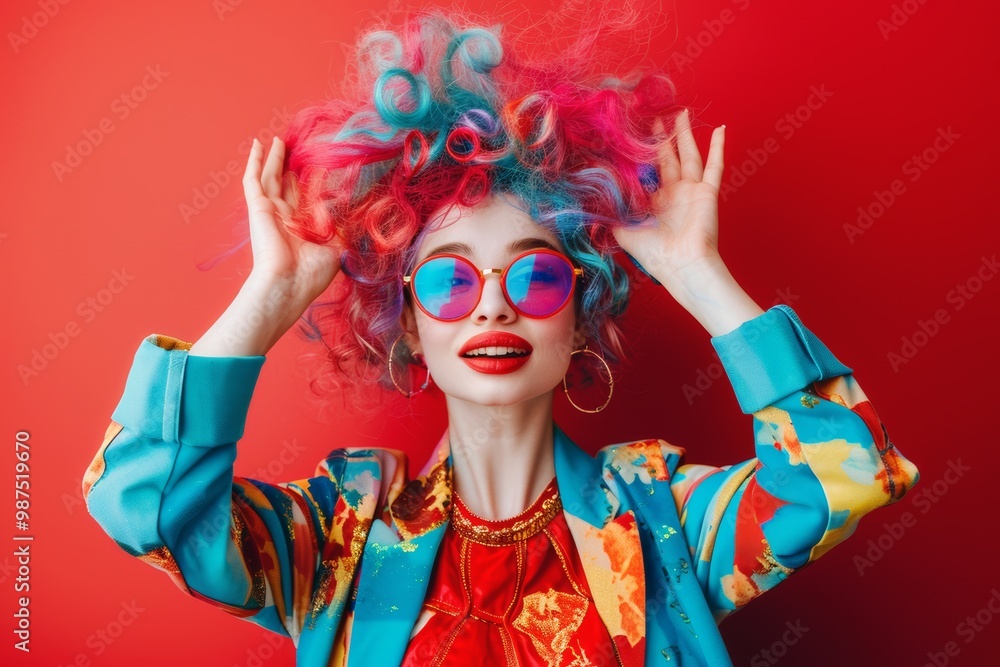 Dynamic expression of carefree spirit her wild hairstyle. Creative and ...