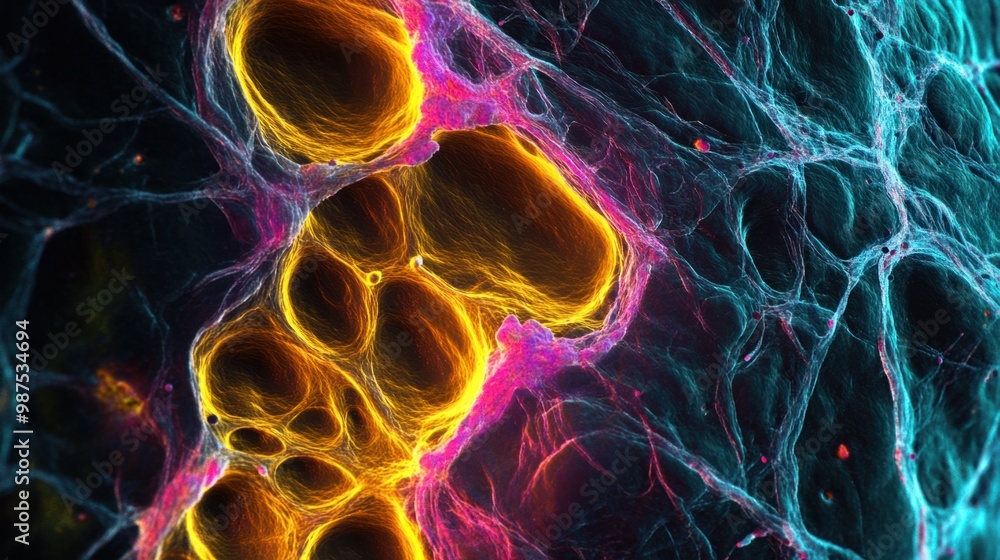 Microscopic view of the heart muscle cells, highlighting the tissue ...