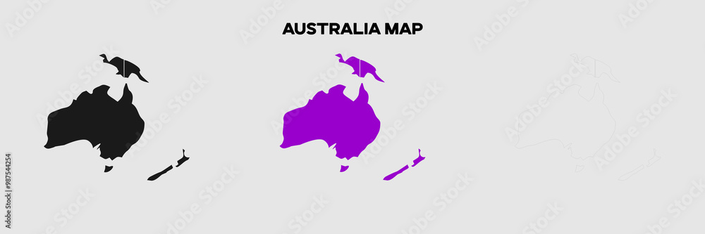 International Map of Australia. Pack of the map of Australia. Simple ...