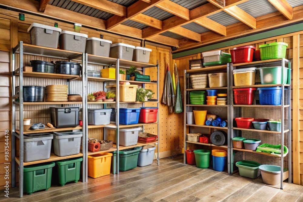 Maximize storage with a well-organized shed interior, featuring labeled ...