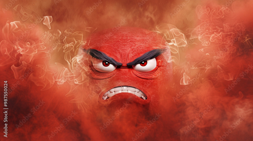 Angry face emoji – bold red face with a frown and furrowed eyebrows ...