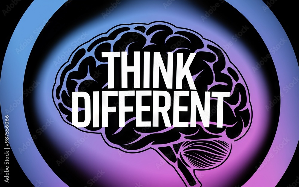 Think differently. Brain illustration with the words Think Differently ...