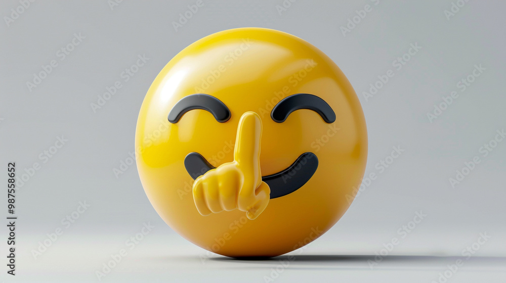 Shushing face emoji – yellow face with a finger over its lips, gentle ...