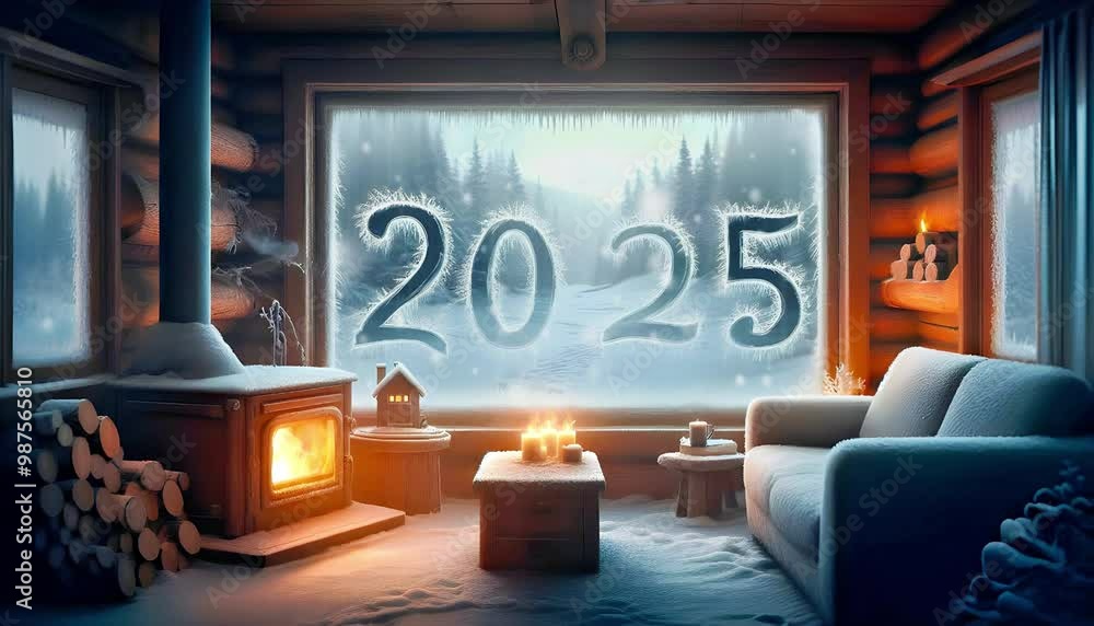 2025 Winter Snowfall Window Animation Loop - Happy New Year Animated ...