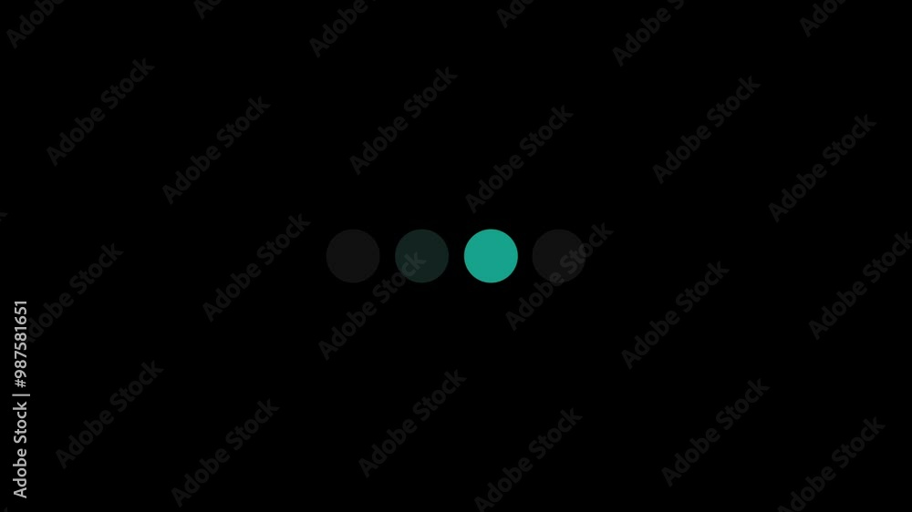 Animation loading bar 4 dots looping progress icon on black background ...