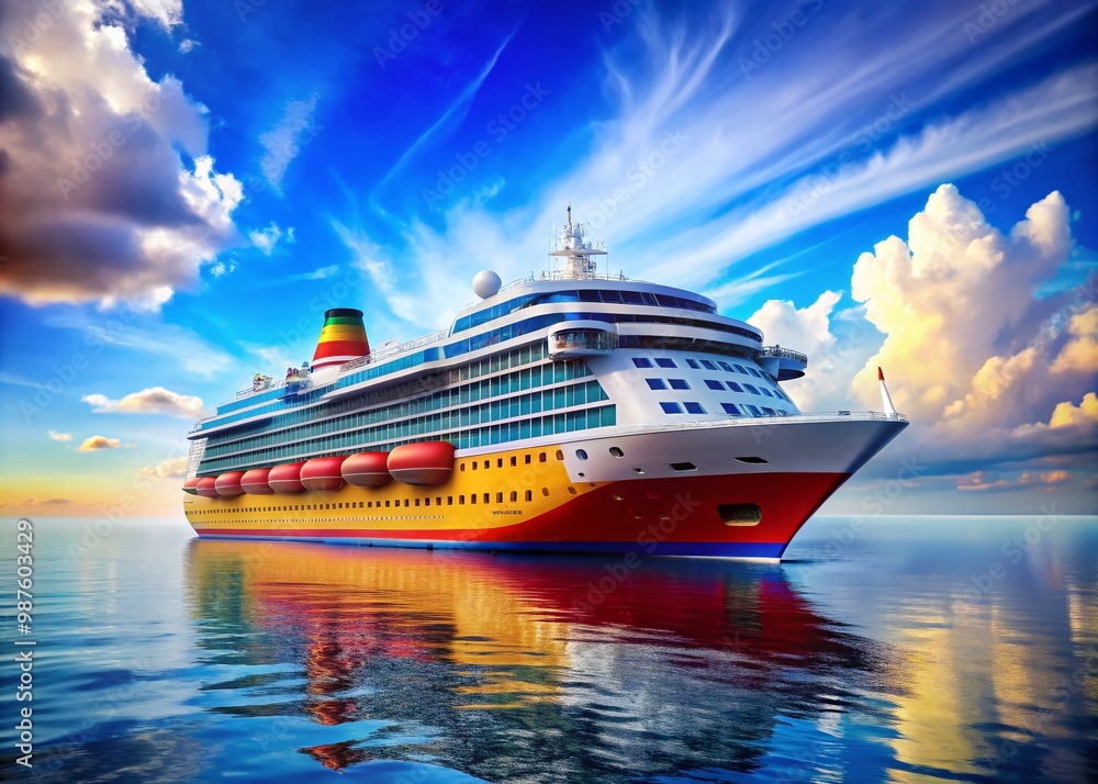 Colorful Cruise Ship Clip Art for Travel, Vacation, or Nautical Theme ...