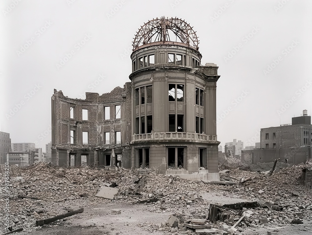The Atomic Bomb Dome, destroyed by the atomic bomb dropped by the US ...