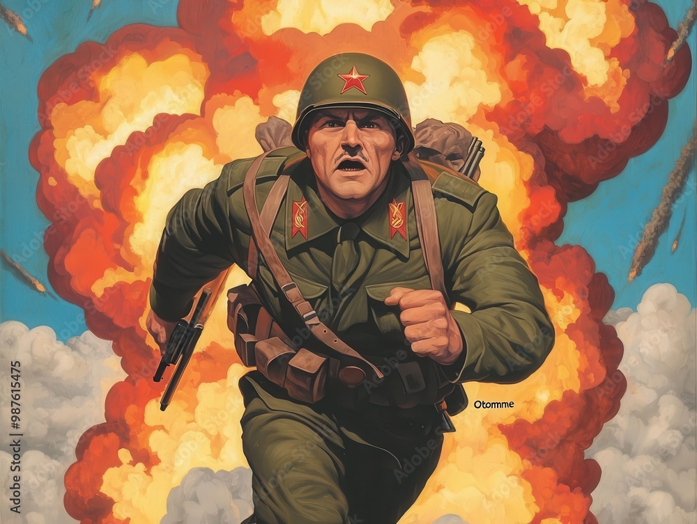 Cover art of the board game "Otomne" featuring an old Soviet soldier ...