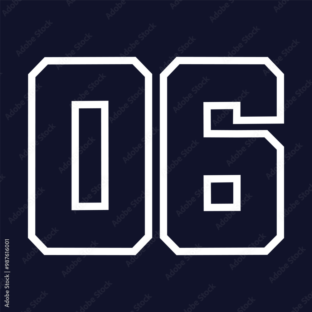 06 Classic Vintage Sport Jersey Uniform numbers in black with a black ...