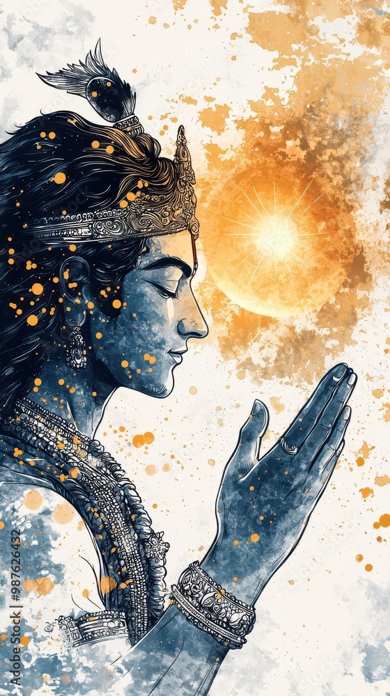 Krishna as the charioteer in the Bhagavad Gita, giving divine counsel ...