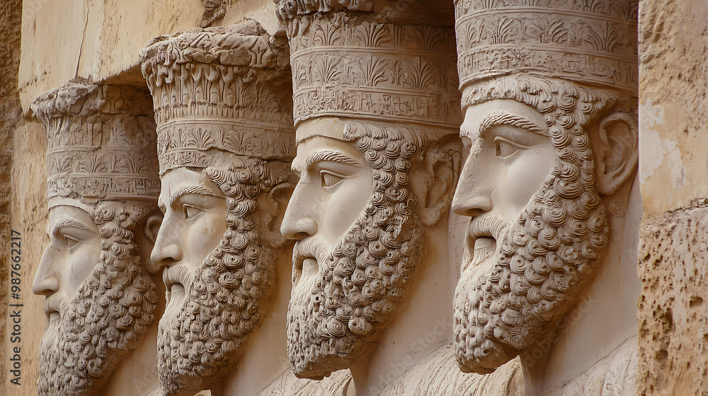 Sculptures and bas-reliefs of historical figures with artfully carved ...