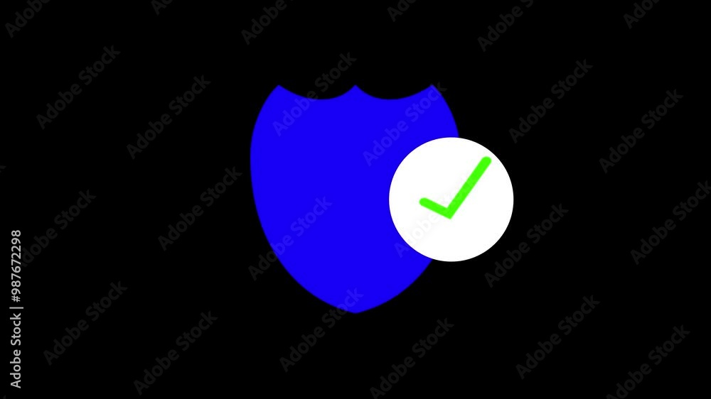 shield icon animation with check mark, tick mark verified icon, Success ...