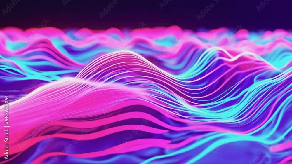 Lines of neon pink and blue emerge in a burst from the center, shooting ...