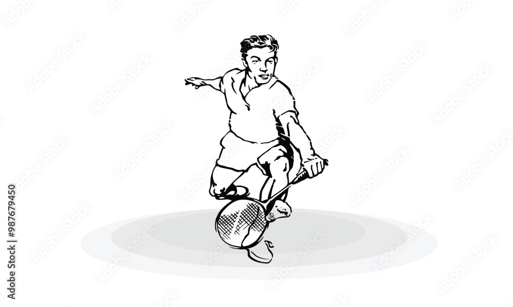 Badminton player action cartoon graphic vector for animation. female ...