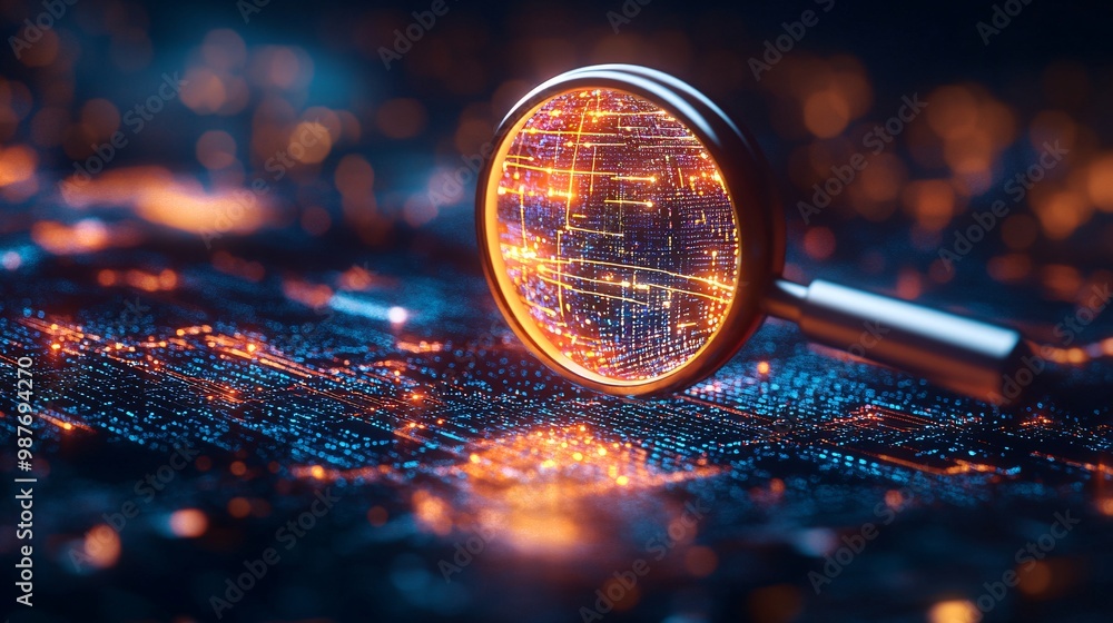 Data Analysis and Targeted Searches - 3D Magnifying Glass Highlighting ...