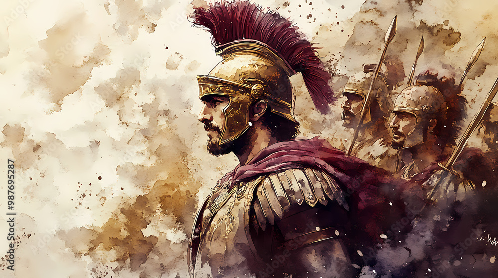 Watercolour painting of alexander the great who was the son of phillip ...