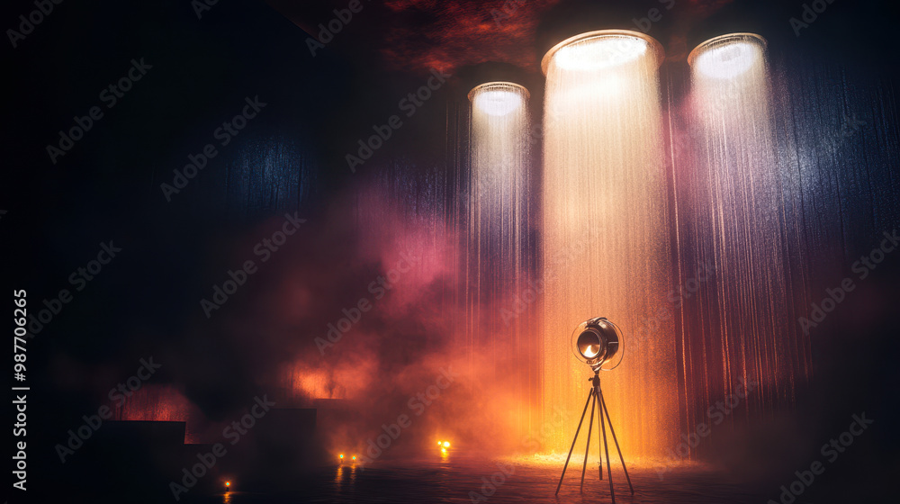 Dramatic Stage Lights with Fog Effects and Spotlight Illuminating a ...